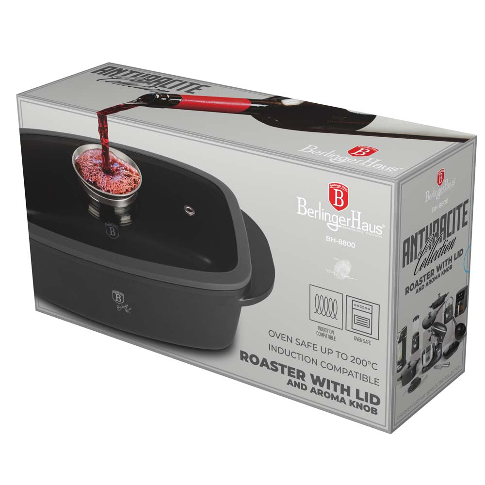 Berlinger Haus 32cm Roaster Pot with Aroma Knob – Anthracite – Brands HOC